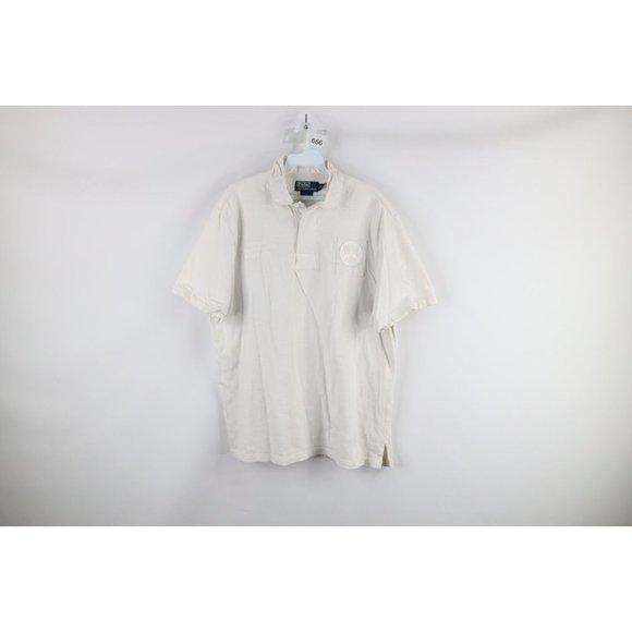 Ralph Lauren | Shirts | Vintage 9s Ralph Lauren Mens Large Custom Fit Tennis Crest Rugby Polo ...
